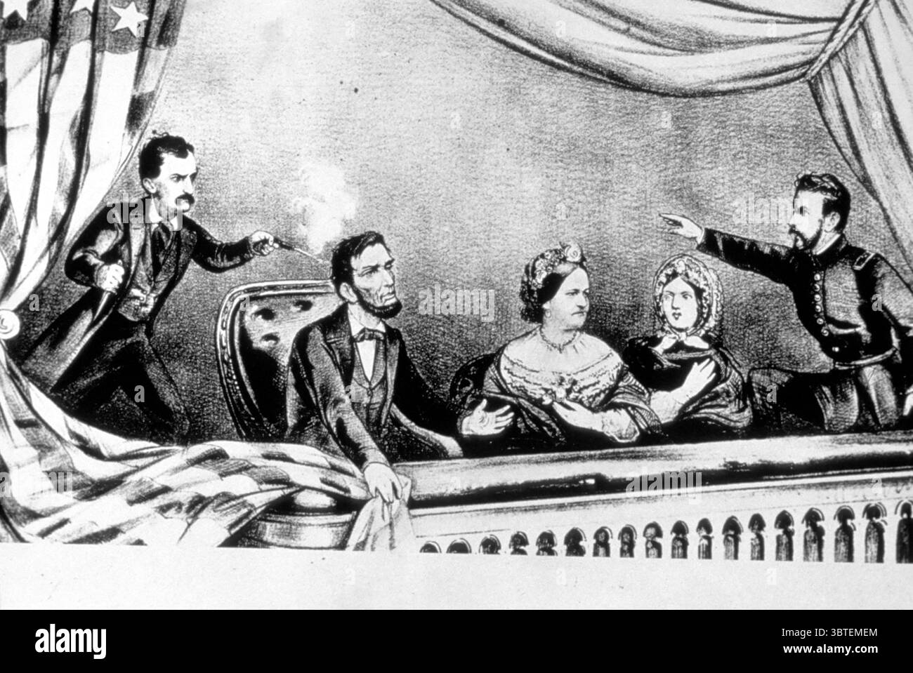 The assassination of president Abraham Lincoln (drawing by a ...