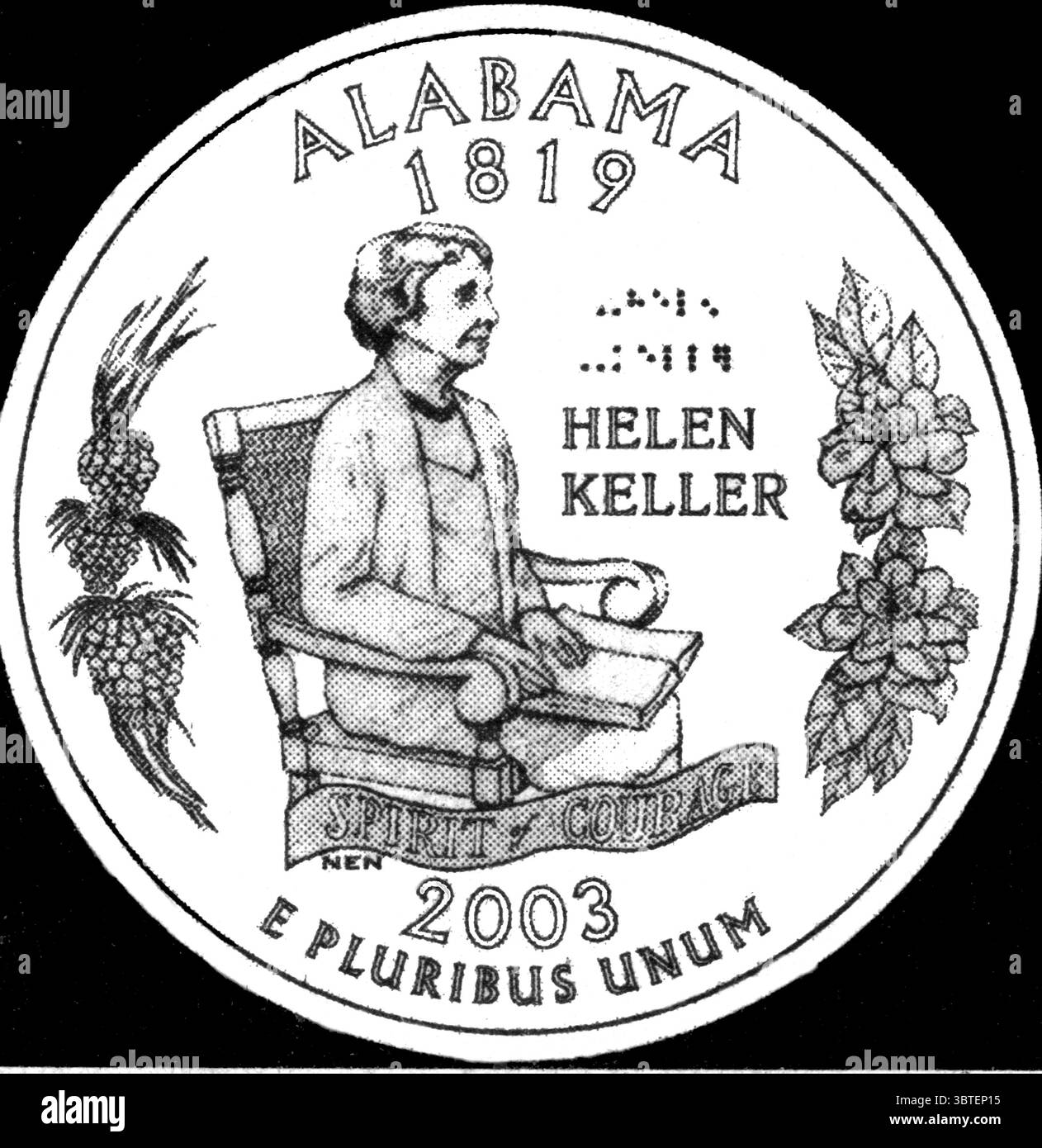 Design for the new Alabama quarter, featuring Helen Keller. The coin ...