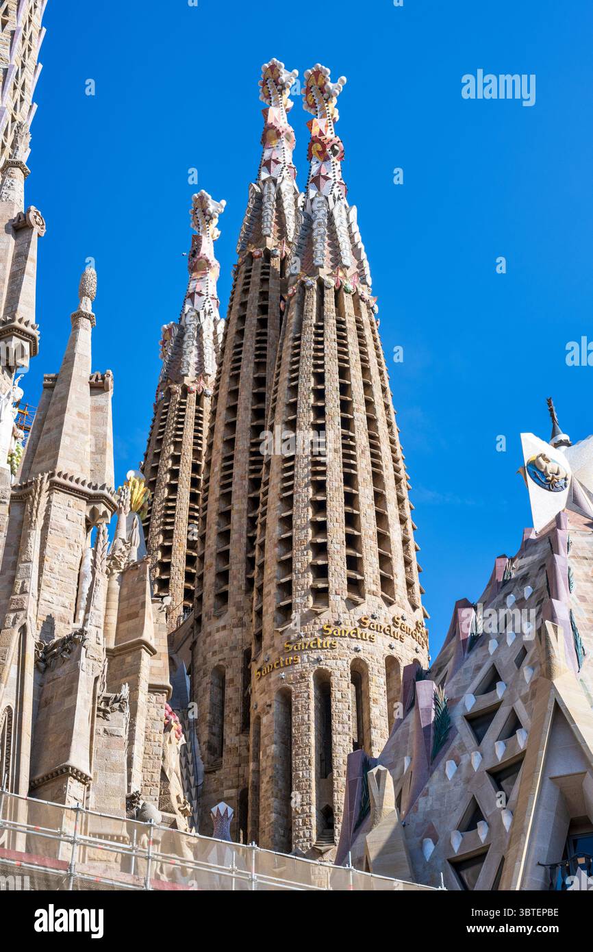 Detail of Sagrada Familia basilica designed by Catalan architect Antoni ...