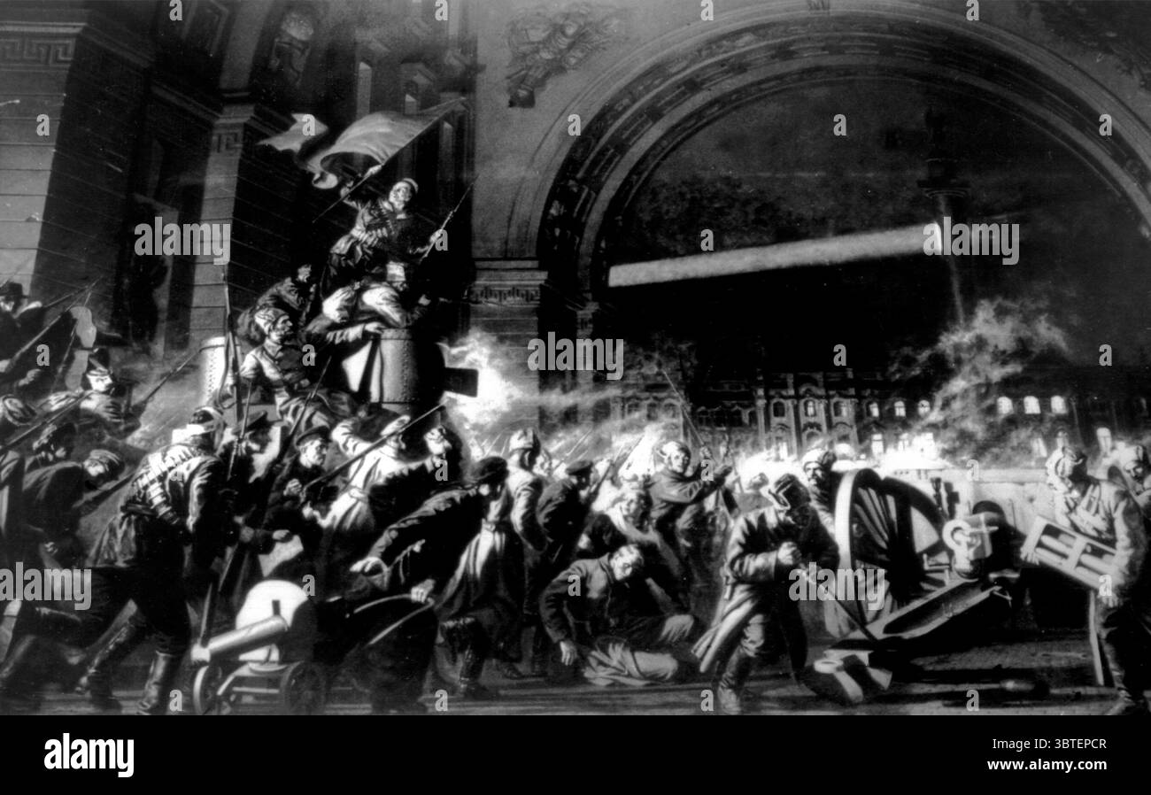 The storming of the Winter Palace Petrograd Revolution Stock Photo - Alamy