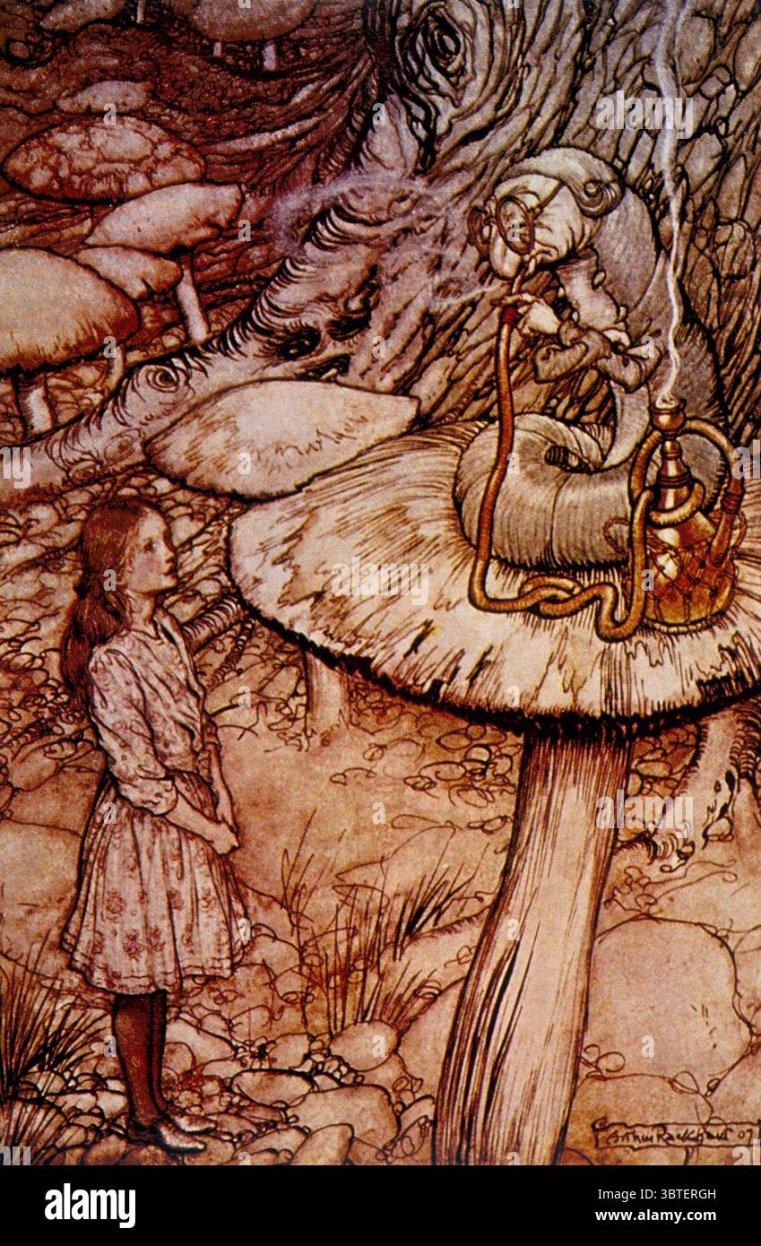 Arthur Rackham's illustration of Alice and the Caterpillar Stock Photo ...