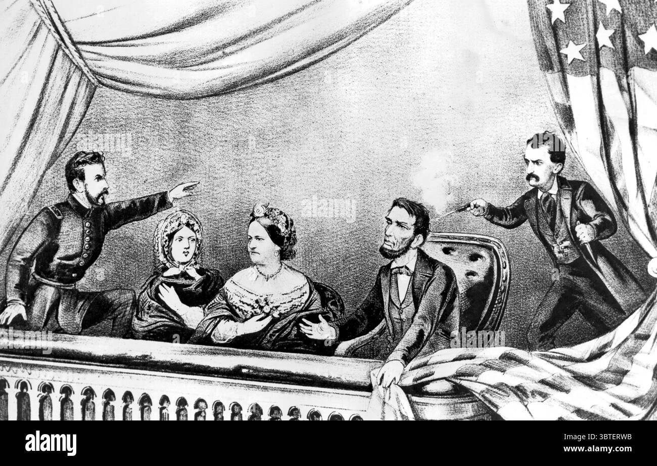 A contemporary artists drawing of the assasination of US president ...