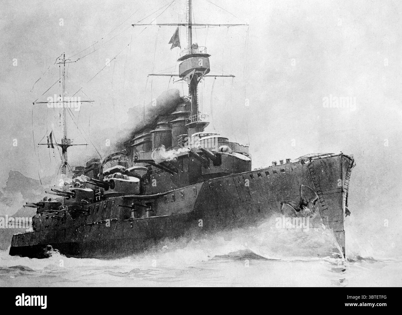 French Navy . Pre - Dreadnought Danton class Battleship 1914 Stock ...