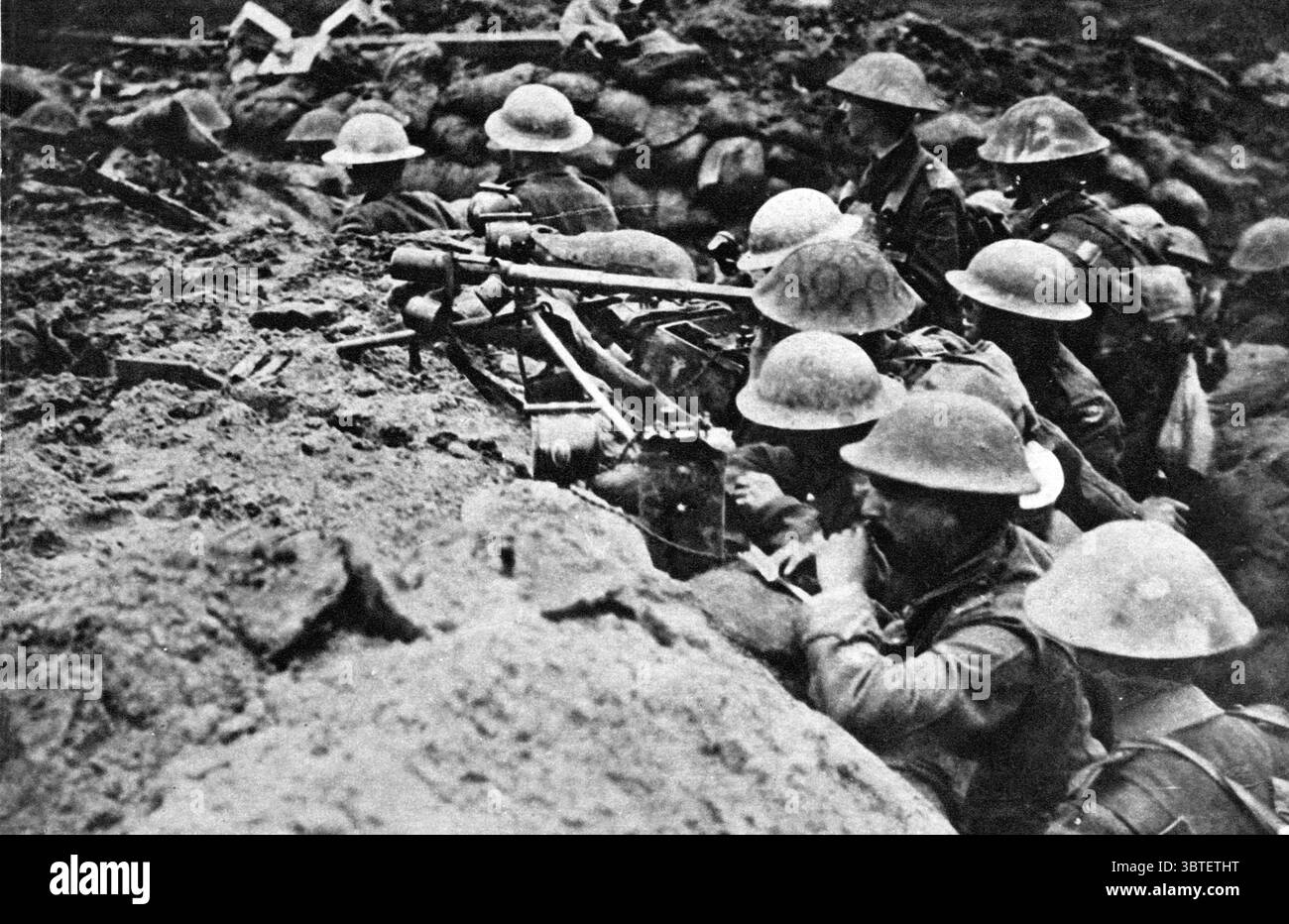 First World War British advance post in the front line trenches Stock ...