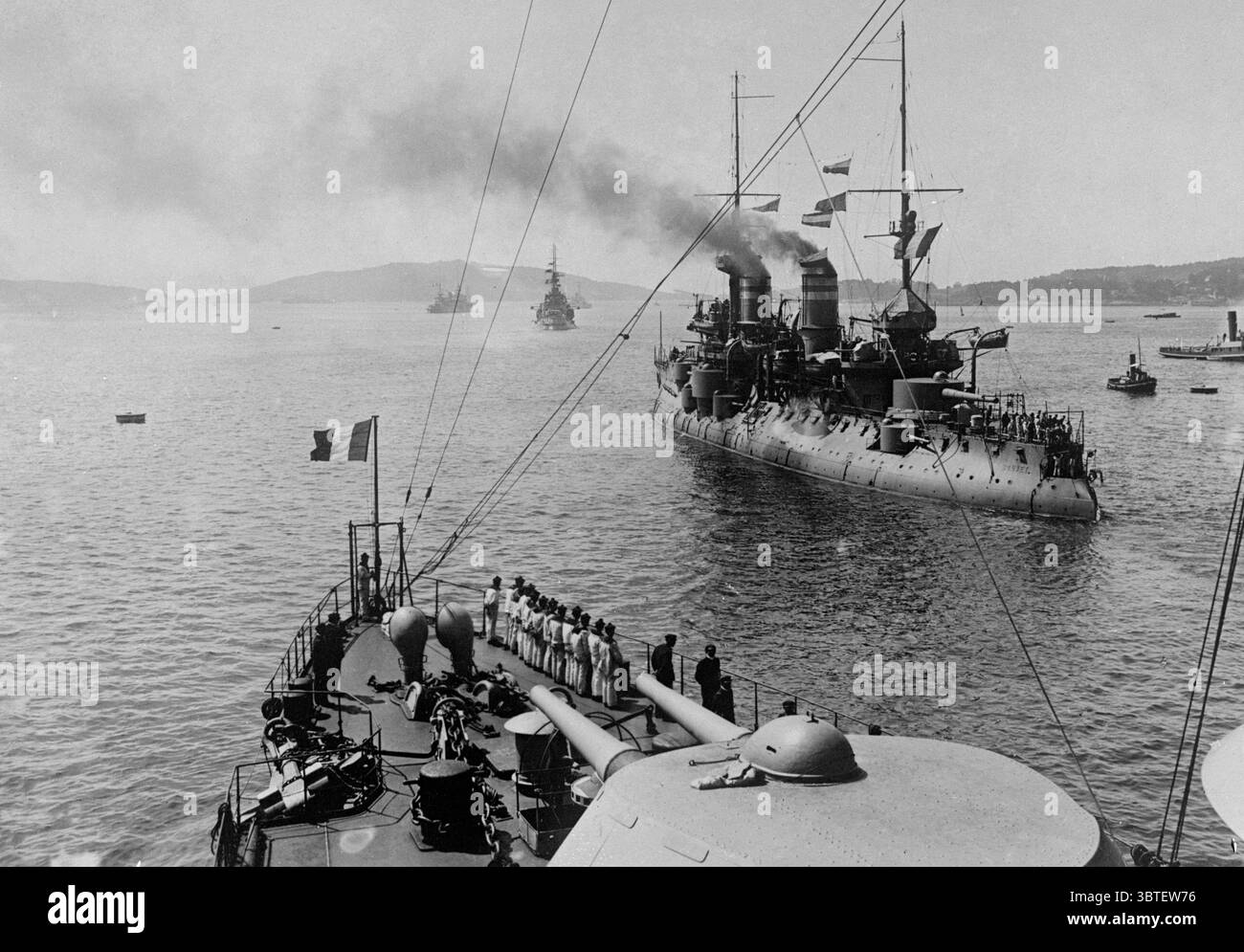 French Navy . The Jauréguiberry , a pre-Dreadnought battleship of the ...