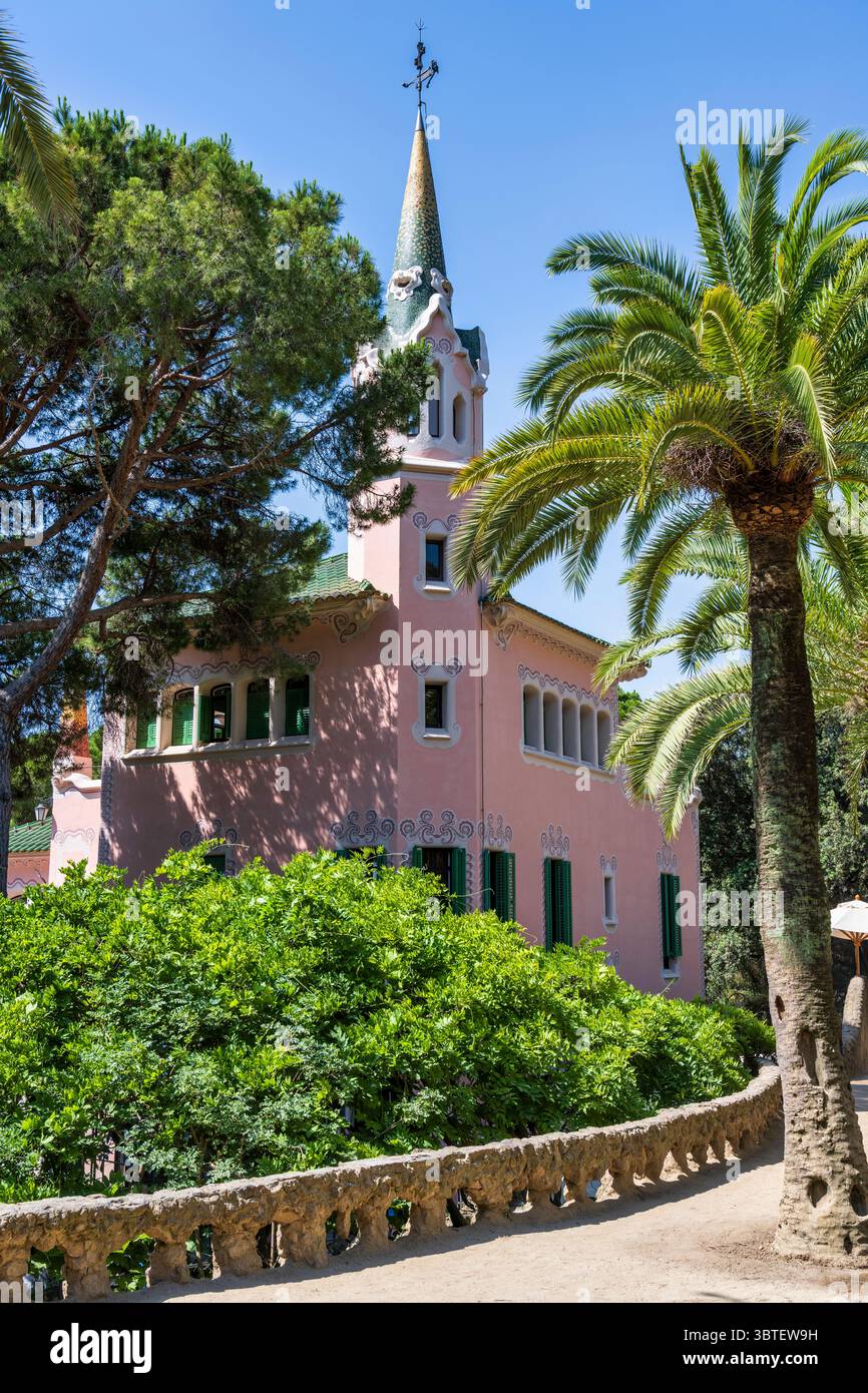 Gaudi House museum in Park Güell in the Gràcia district of Barcelona in ...