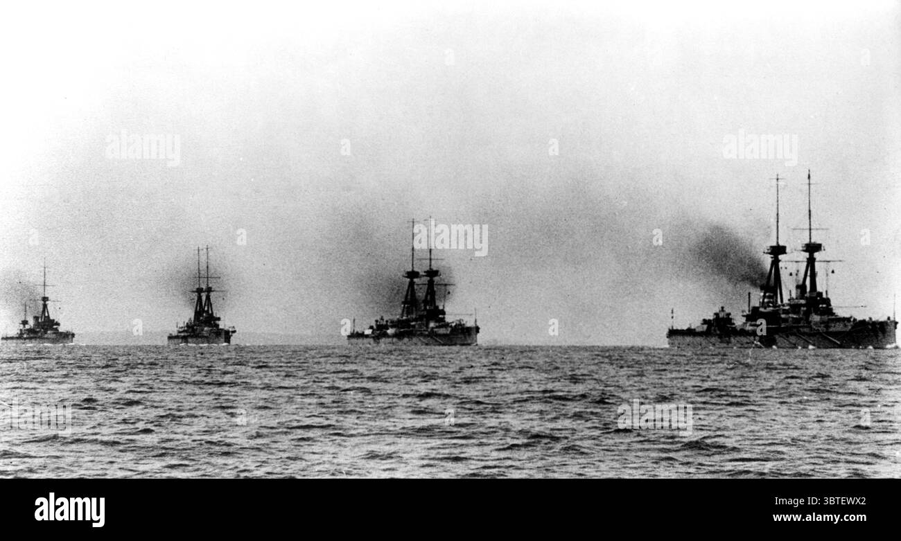 British dreadnoughts of the 1 st and 2 nd Squadrons 1914 Stock Photo - Alamy