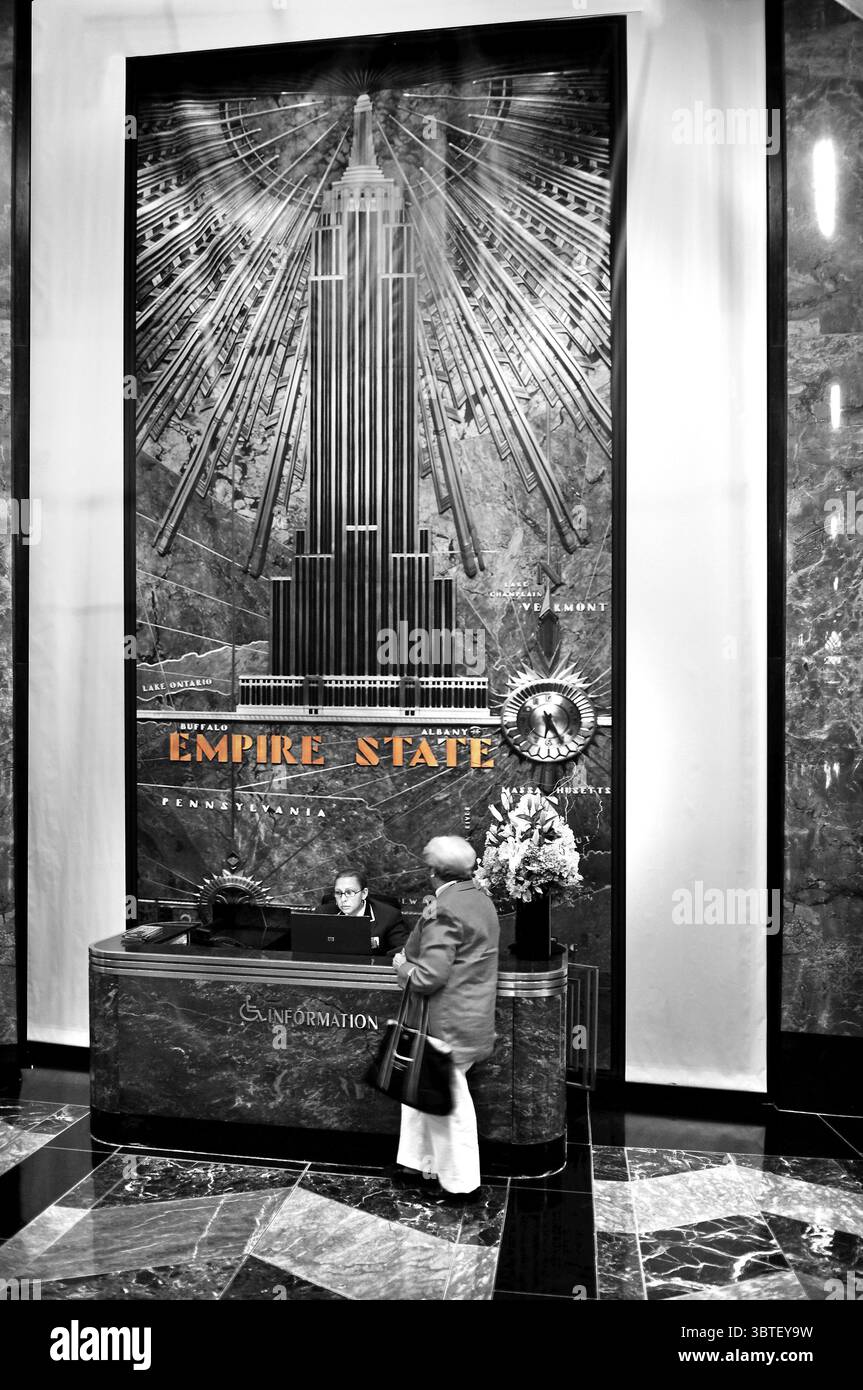 Reception at the Empire State Building, black and white, New York City ...