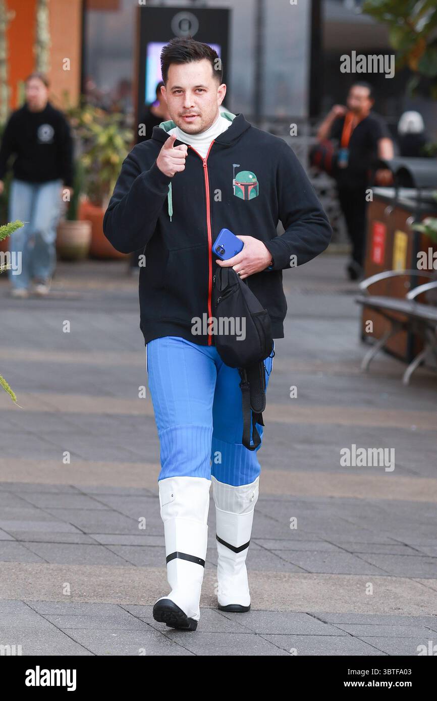 Jayden Rodrigues attends the Sydney premiere of Fantastic Four, First Steps with cast members ...