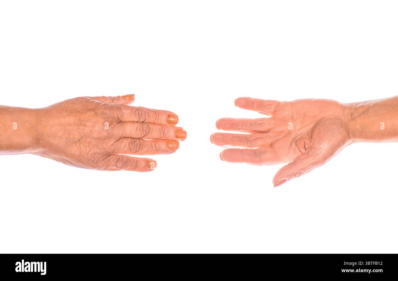 Hand is helping older hand. Help hands holding together representing ...