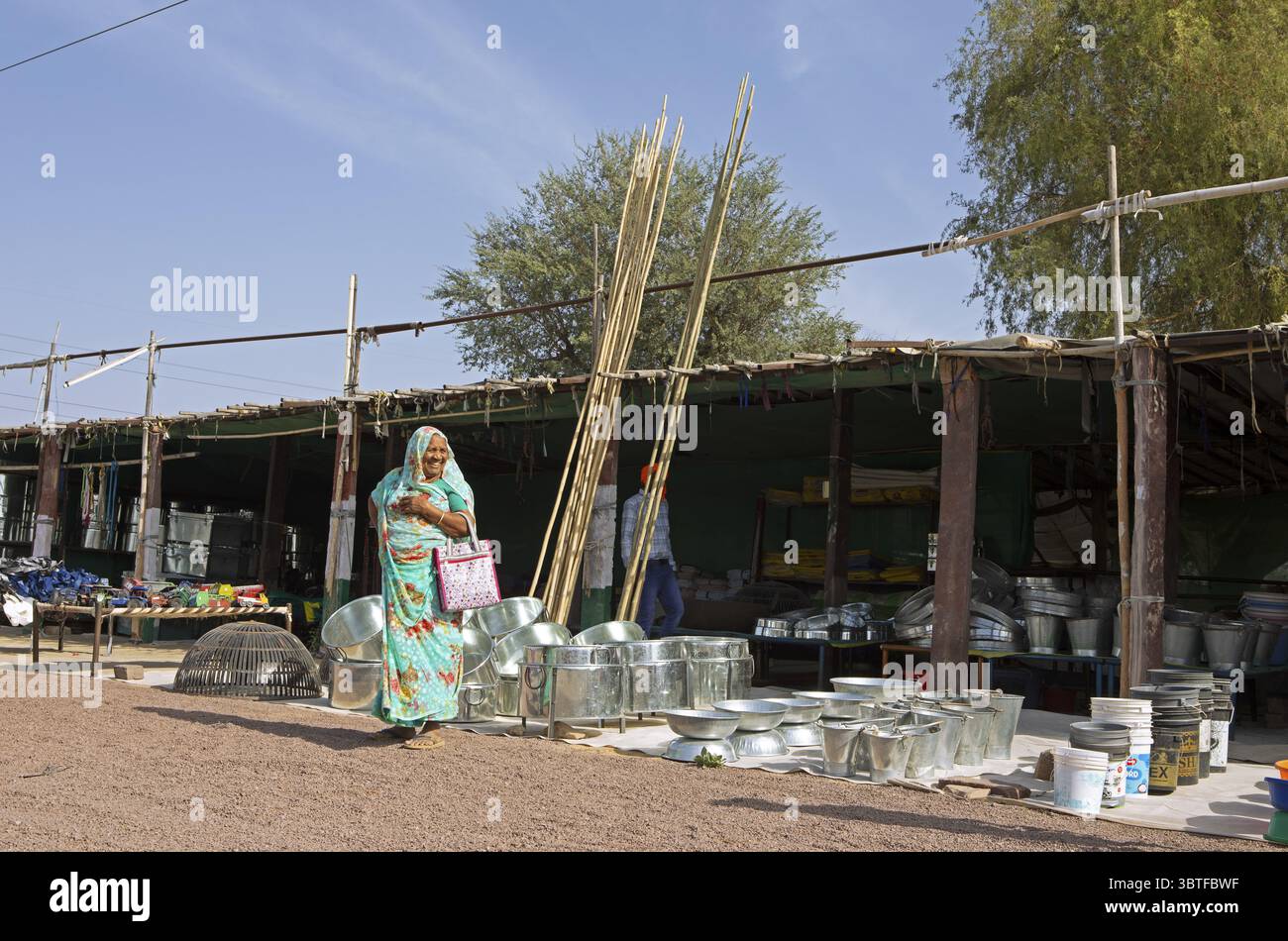 Indian woman at a market stall in the Thar Desert or Great Indian ...
