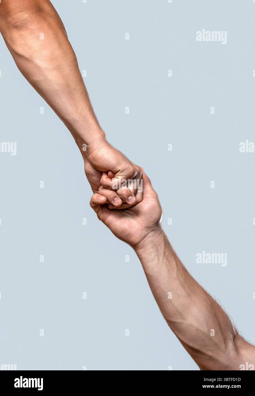 Hands, helping arm of a friend, teamwork. Rescue, helping gesture or ...