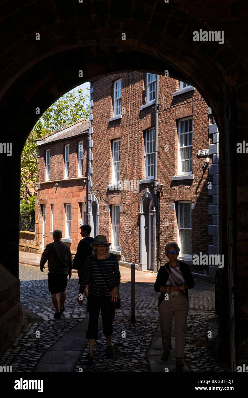 UK, England, Cumbria, Carlisle, Cathedral, precinct, visitors in Priory ...