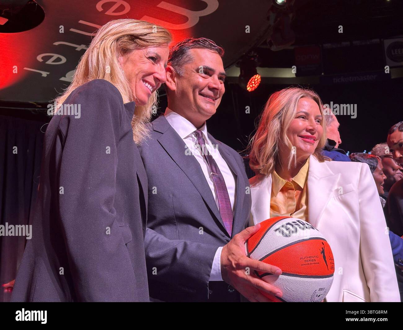 FILE - From left, WNBA Commissioner Cathy Engelbert, Alex Bhathal and ...