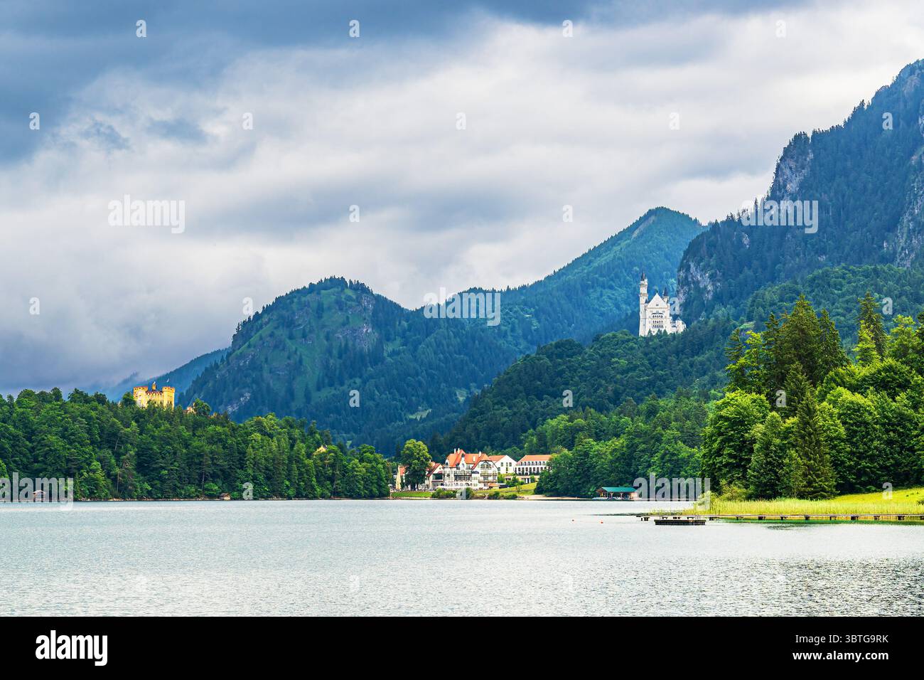 View Over The Alpsee To Neuschwanstein Castle And Hohenschwangau Castle ...