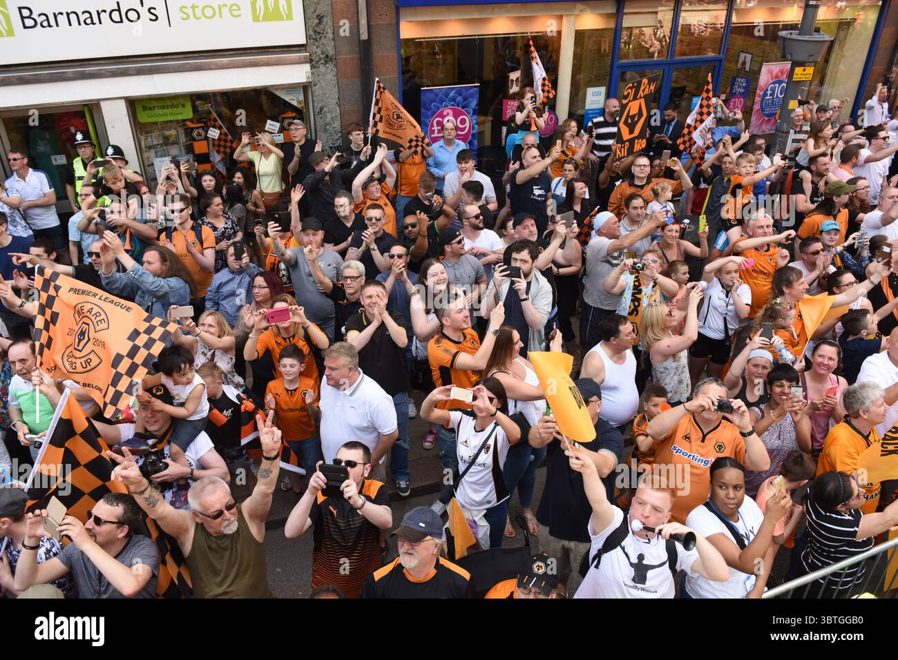 Wolverhampton Wanderers football club supporters celebrating the Wolves ...