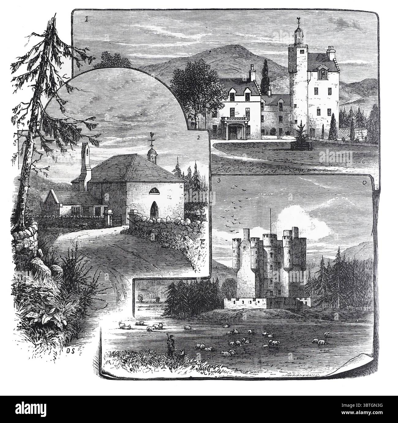 Abergeldie Castle, Cathie Parish Church and Braemar Castle in the 19th ...