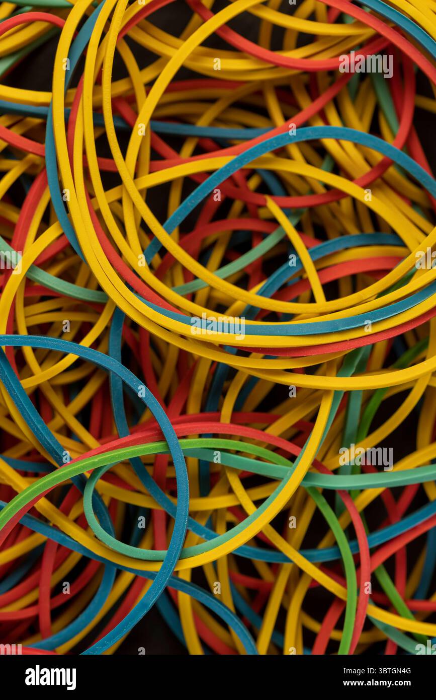 rubber bands of different colors for packaging and organizing paper ...