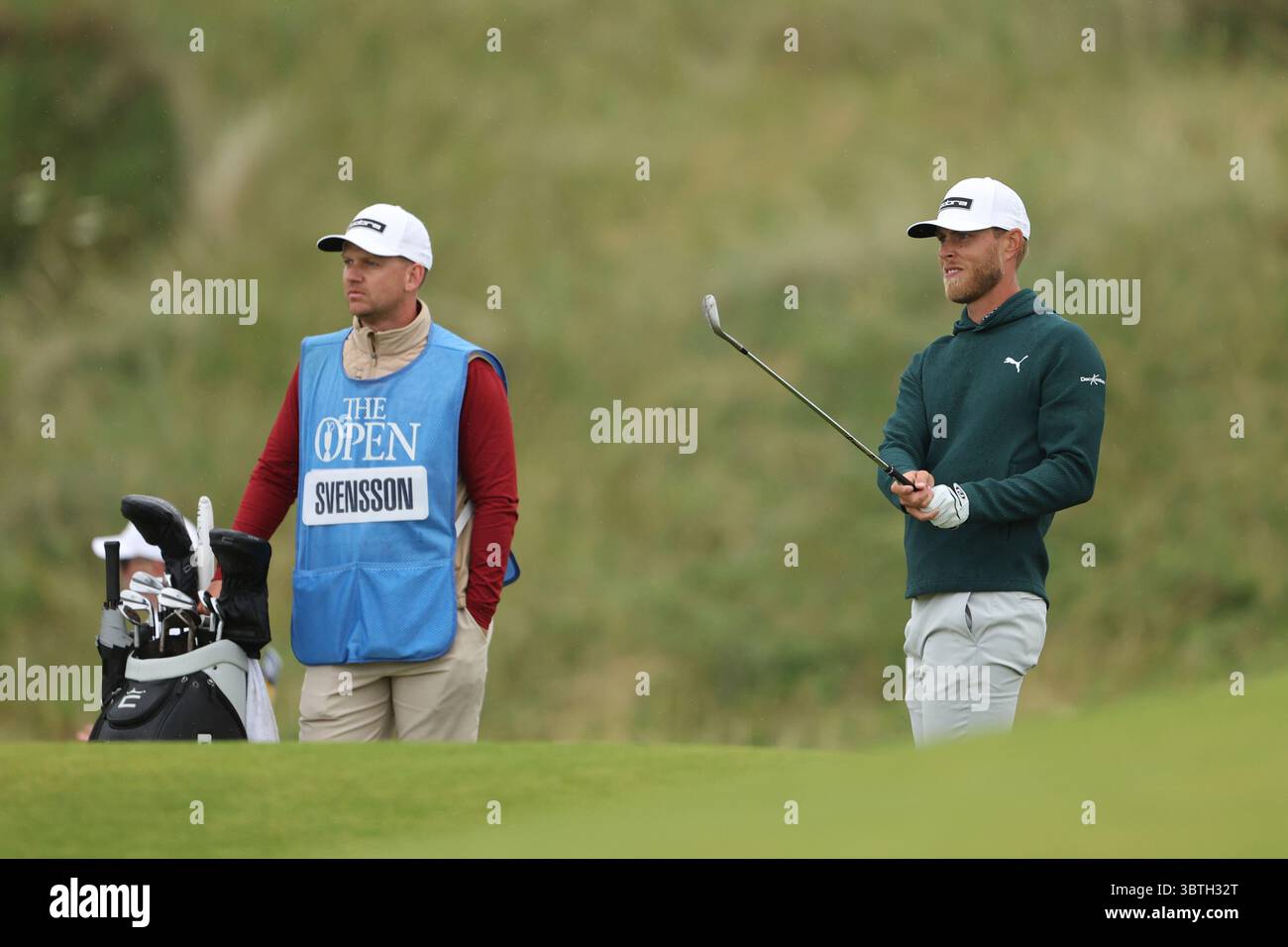 Jesper Svensson of Sweden plays the 5th hole during a practice round ...