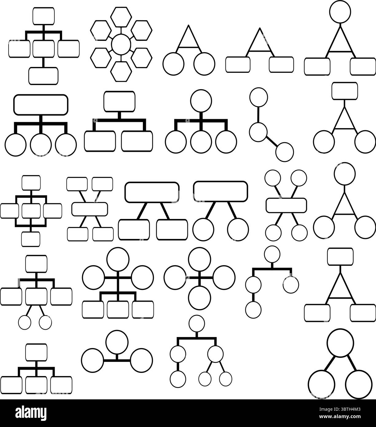 Collection of diverse vector organizational charts, including ...