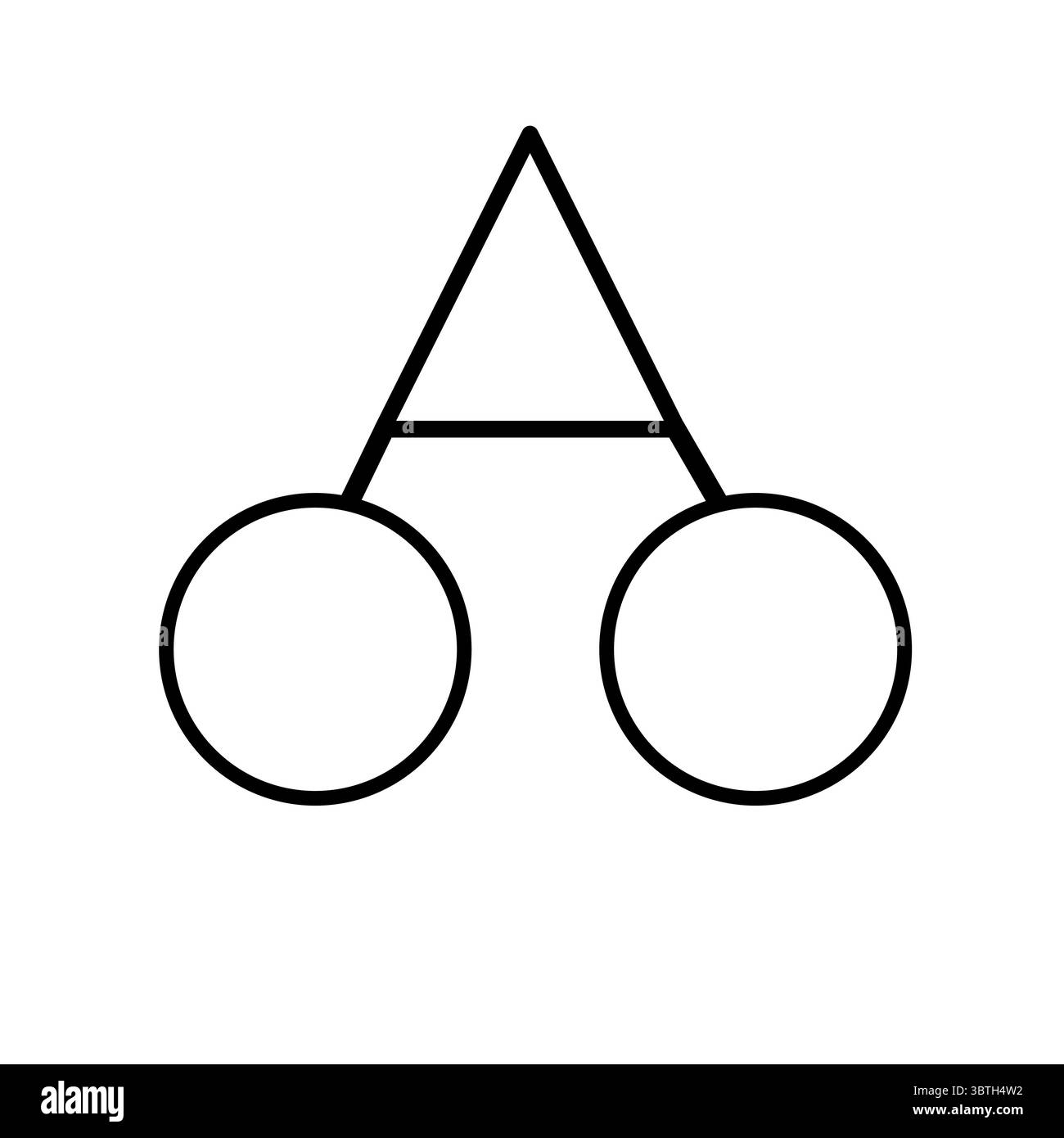 Abstract vector illustration of two circles connected by a triangle ...