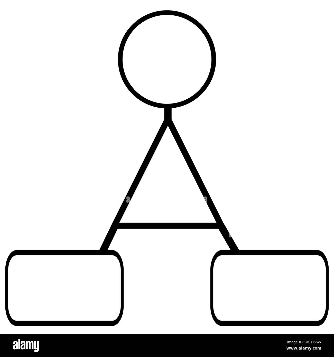Abstract vector illustration of a simple flowchart with a circle on top ...