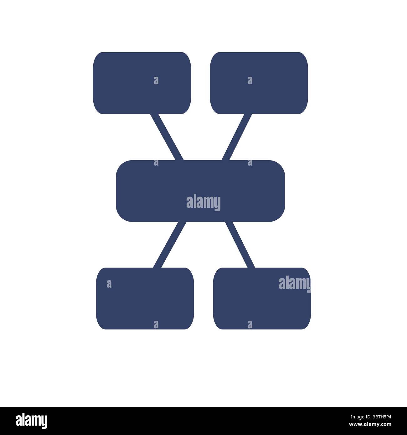 Abstract vector illustration of a minimalist flowchart with interconnected rounded rectangles ...