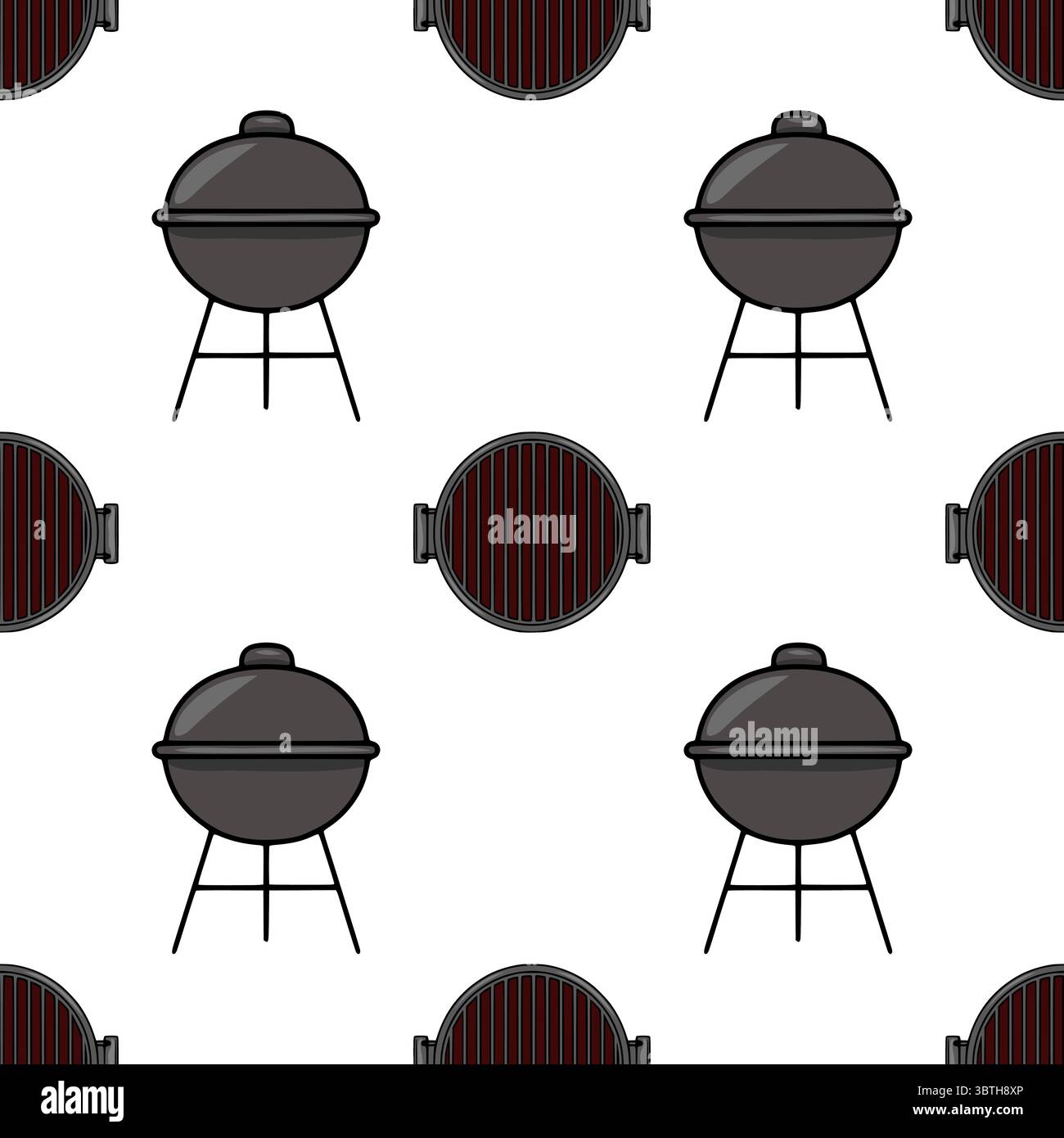 Seamless vector pattern featuring a stylish illustration of charcoal ...