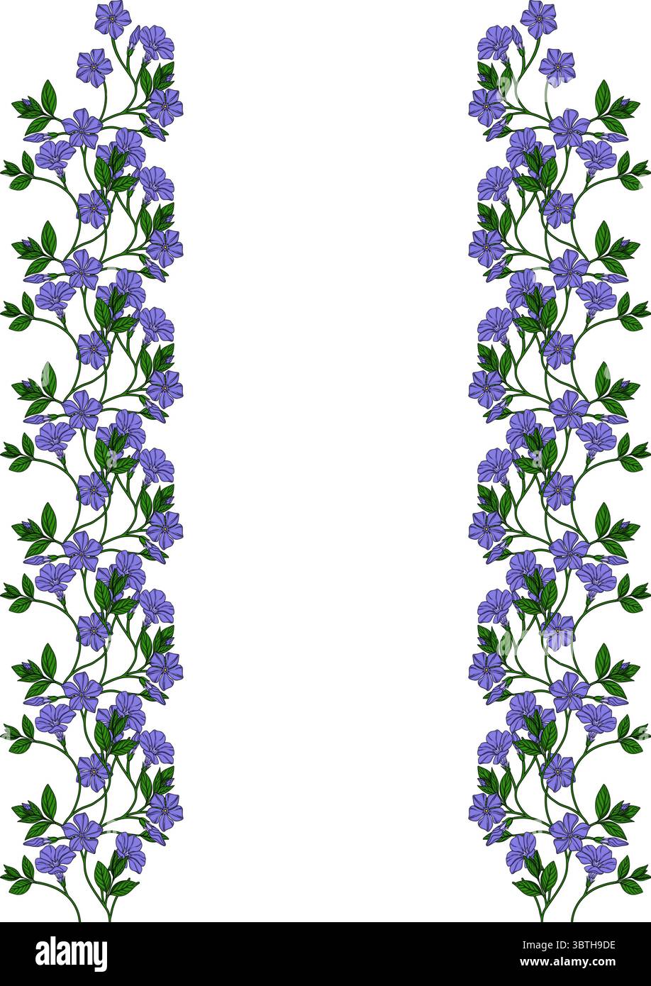 Elegant vector floral border design featuring delicate periwinkle ...