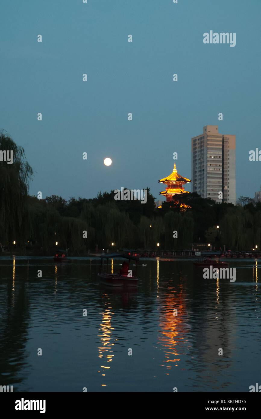 Xingqing Park night scenery, Xi'an, China Stock Photo - Alamy