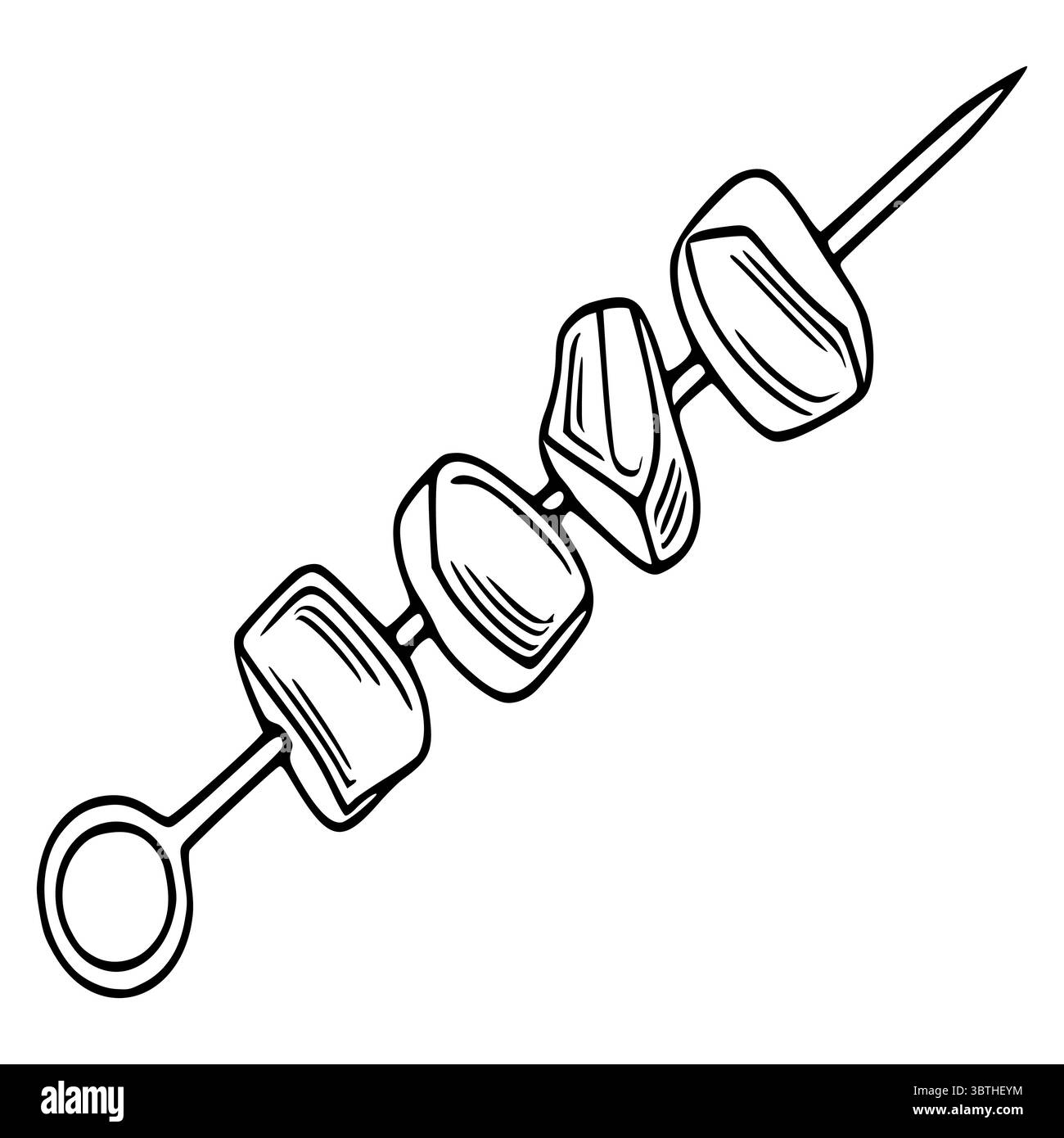 A vector illustration of a shashlik skewer with four pieces of meat ...