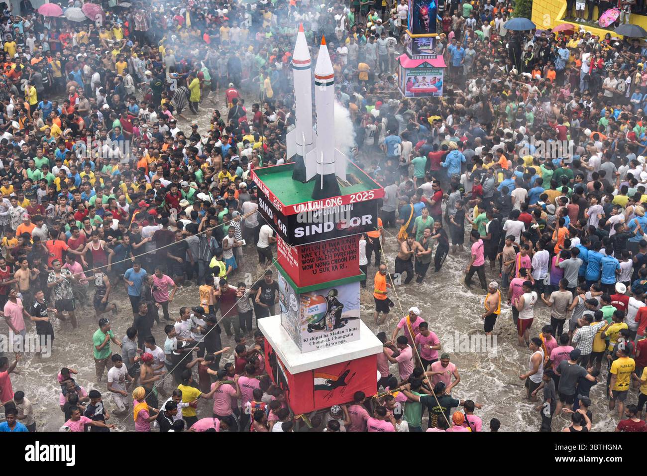 Golaghat, Assam, India. 14th July, 2025. JOWAI, INDIA - JULY 14: People ...