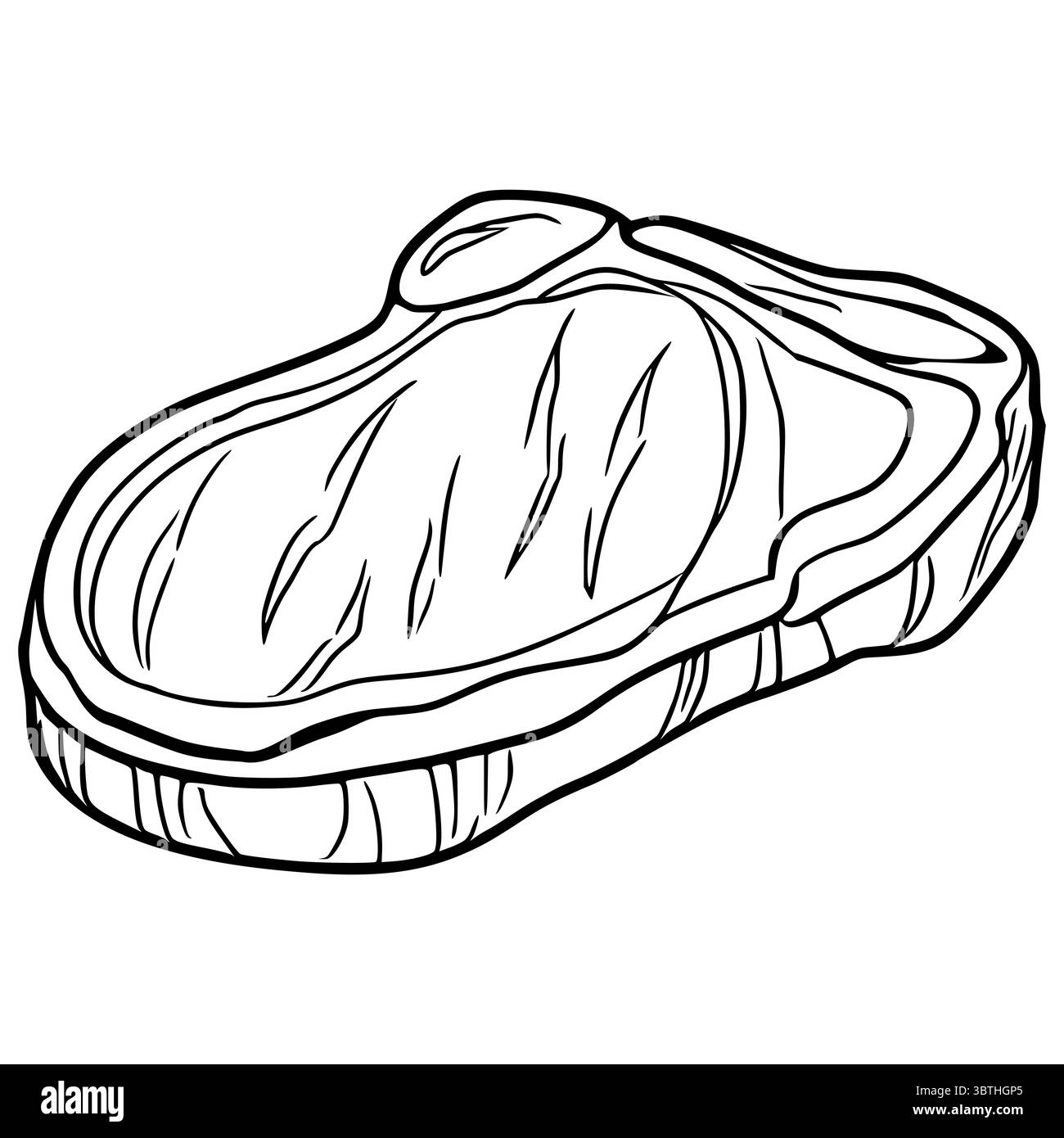 Vector illustration of a single, detailed steak, drawn in a hand-drawn ...