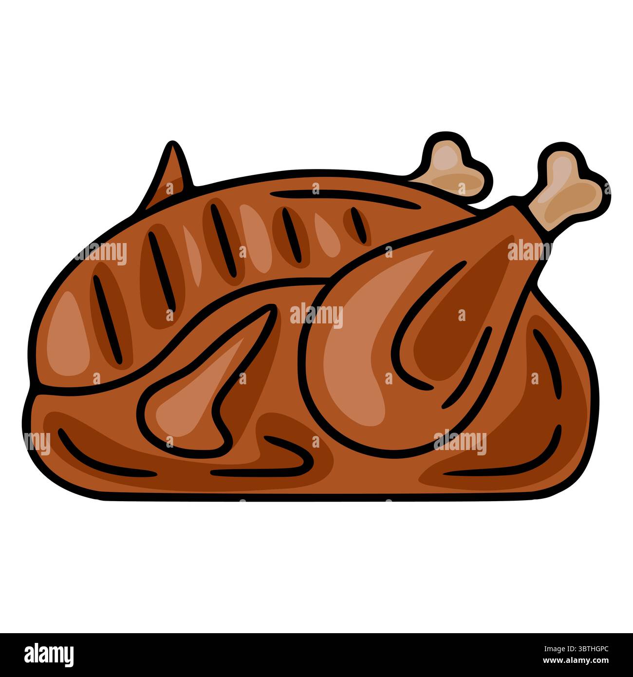 Roasted Chicken Vector Illustration: A detailed depiction of a whole ...