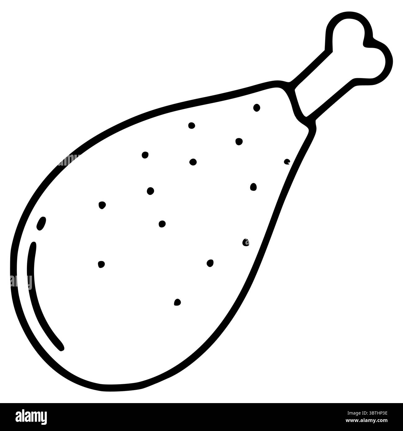 A vector illustration of a single chicken leg, featuring a simple, hand ...