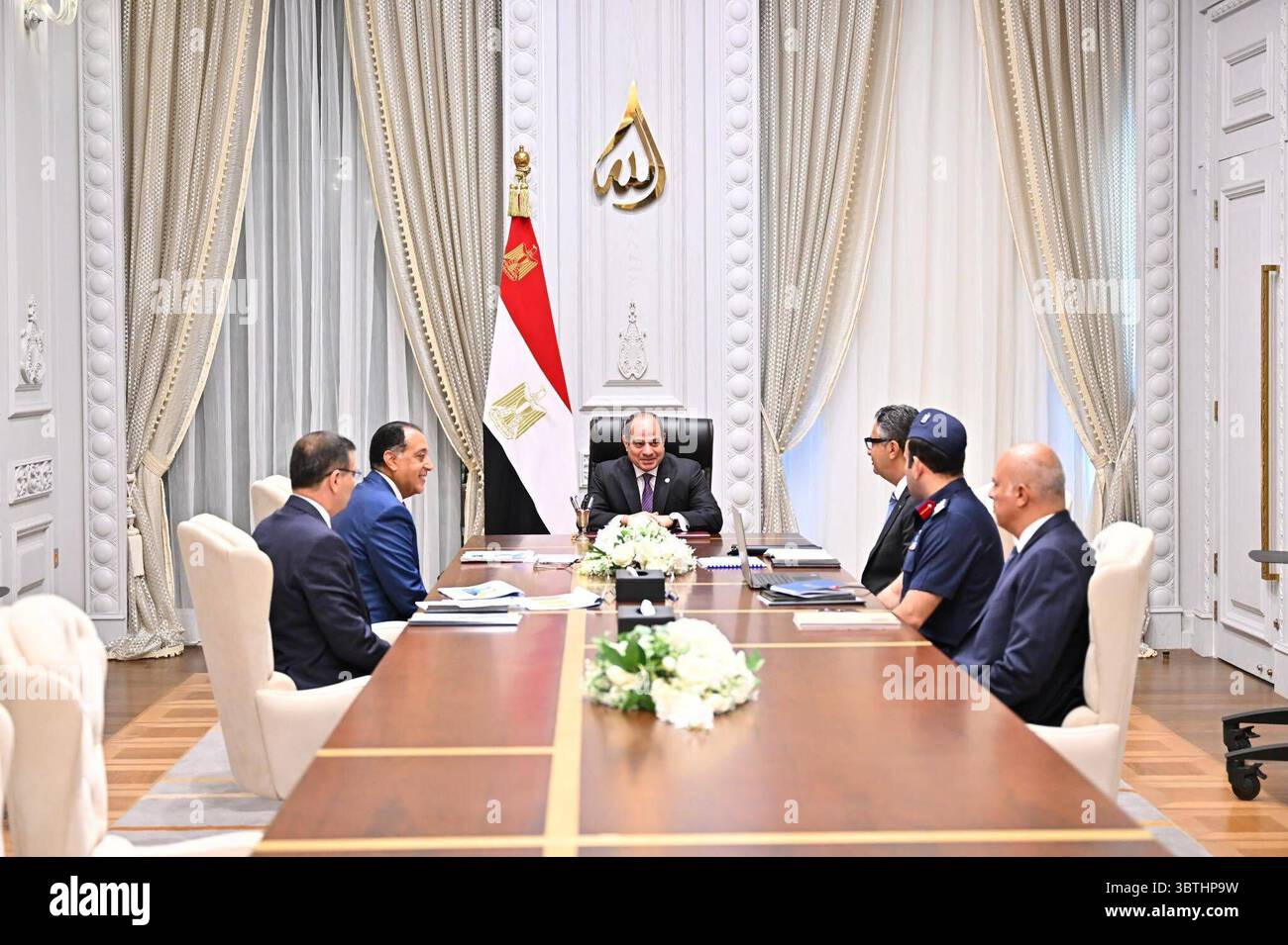 Egyptian President Abdel Fattah El-Sisi meets with Prime Minister Mostafa Madbouly, Minister of ...