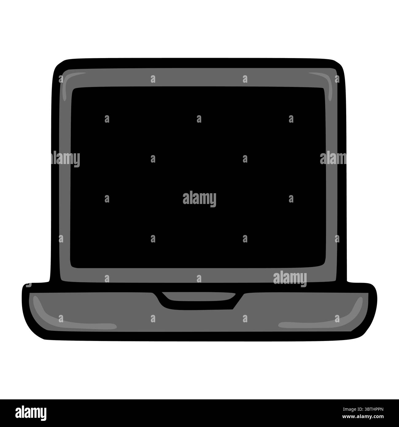 A simple vector illustration of a closed laptop, depicted in grayscale ...