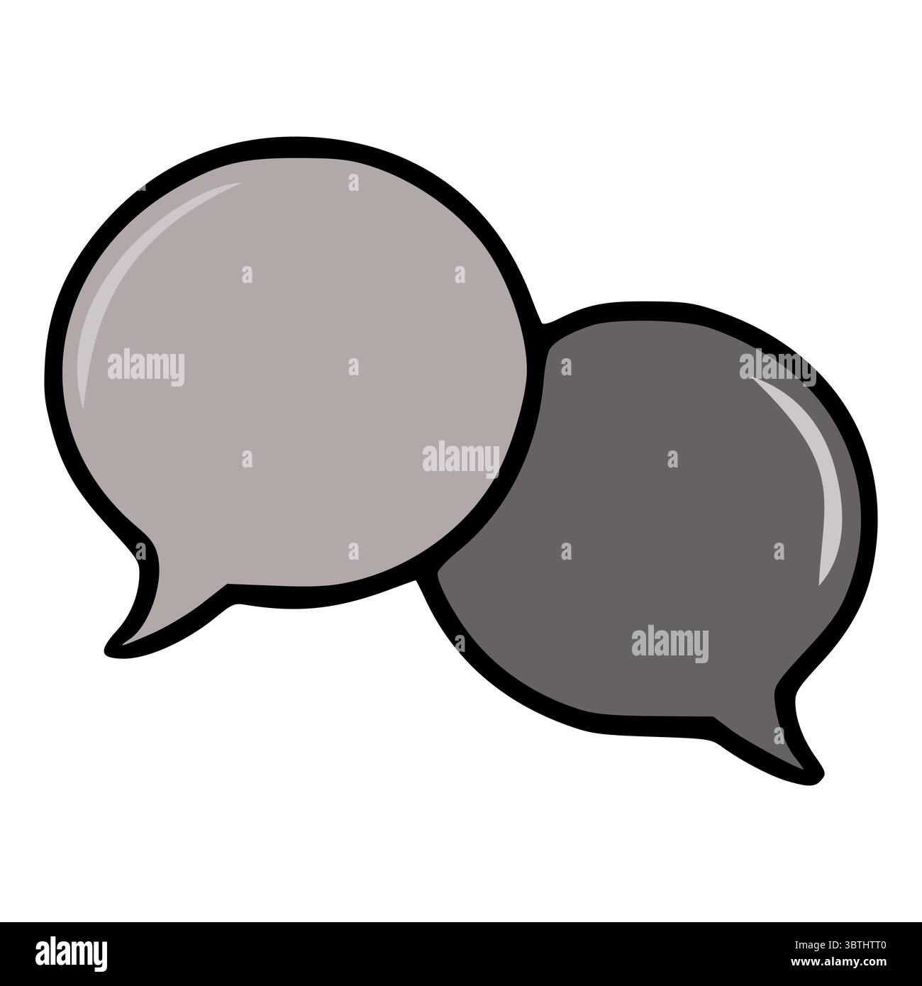 Vector illustration of two overlapping speech bubbles in gray and dark ...