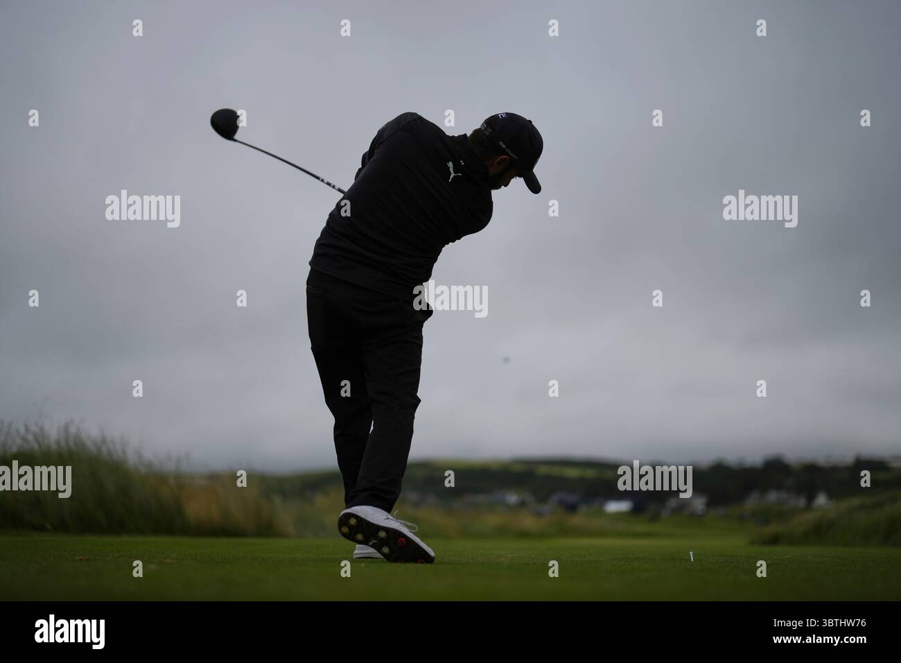 Angel Hidalgo of Spain plays off the 8th tee during a practice round ...