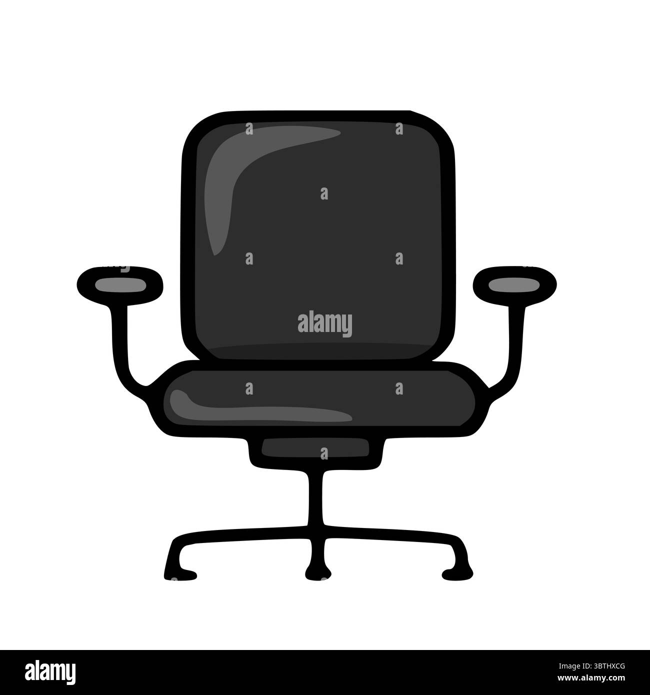 Simple vector illustration of a black office chair, front view, with ...
