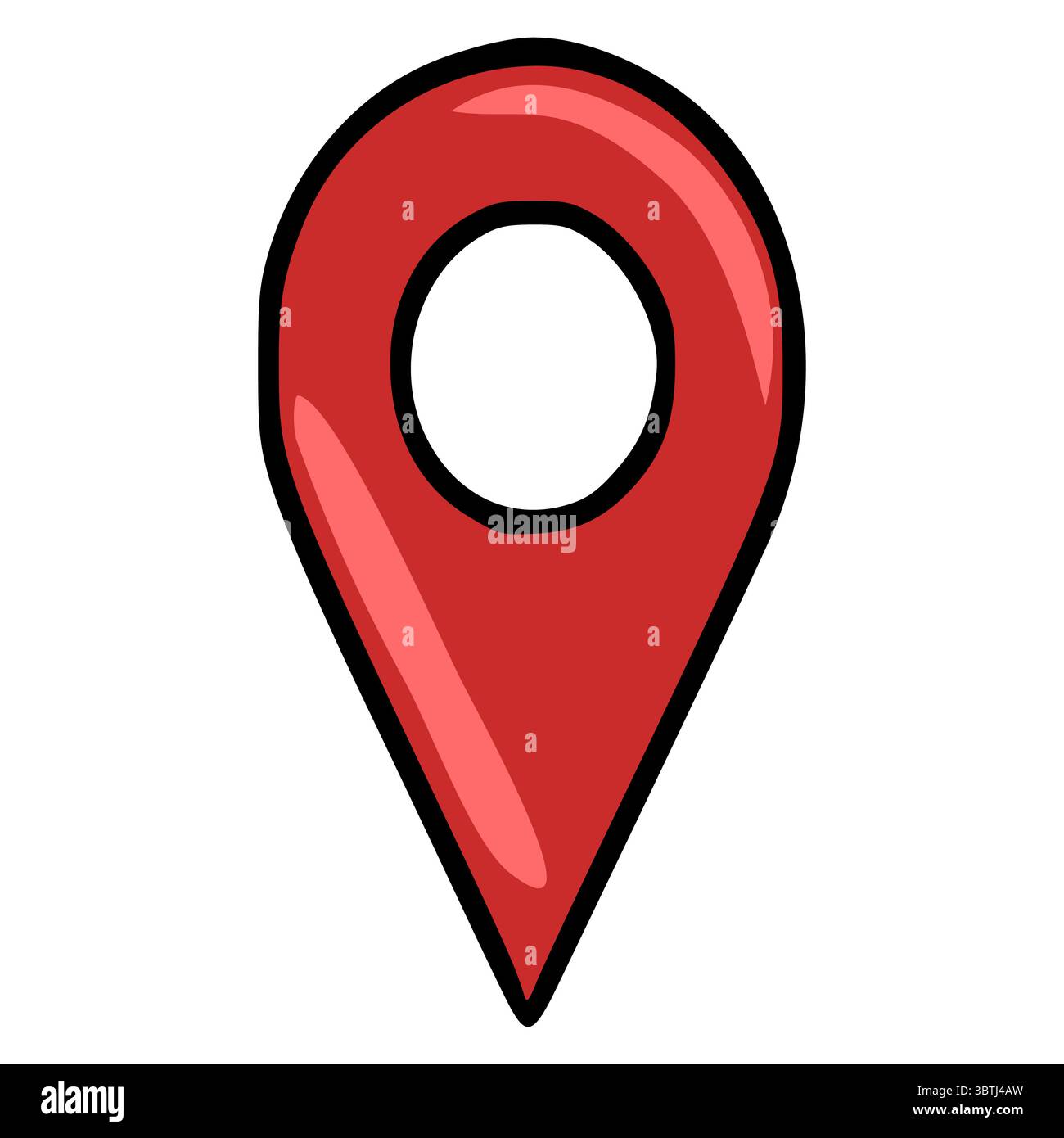 A vibrant vector illustration of a red location pin with a bold black ...