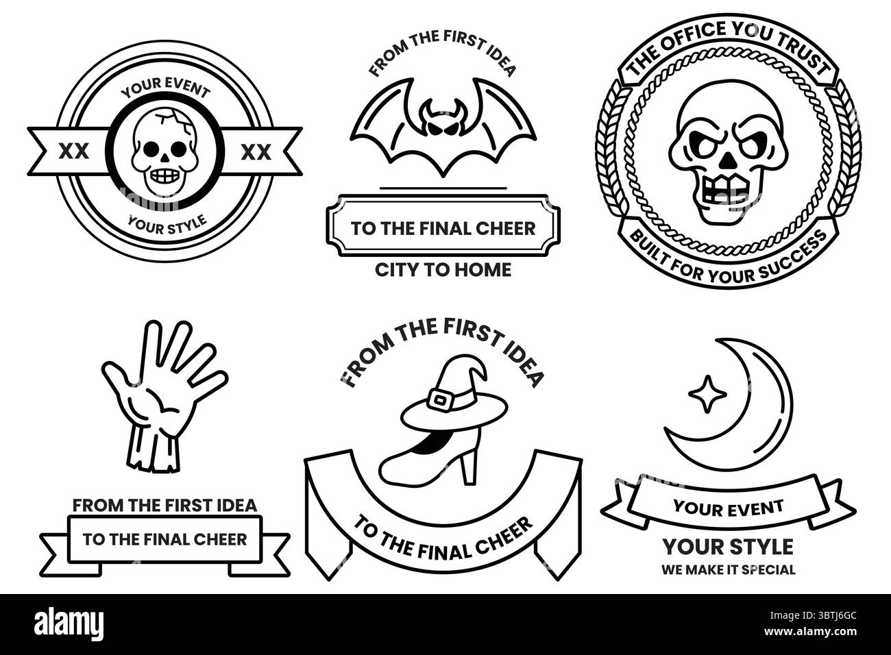 A Set of illustrations in party and event concepts in line drawing ...