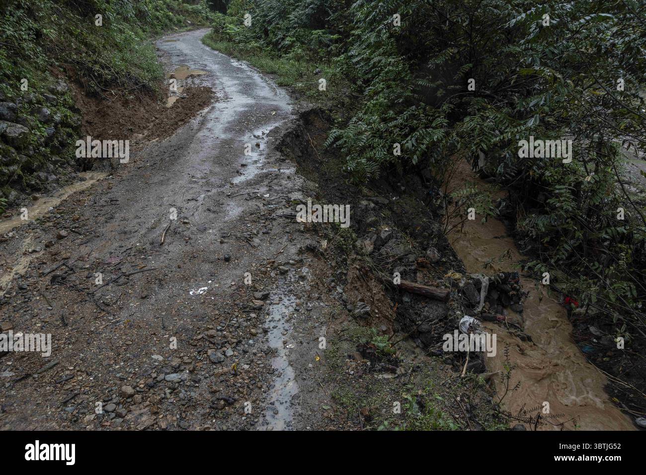 October 22, 2019, Shaft, Gilan, Iran: A covered road by landslides in ...