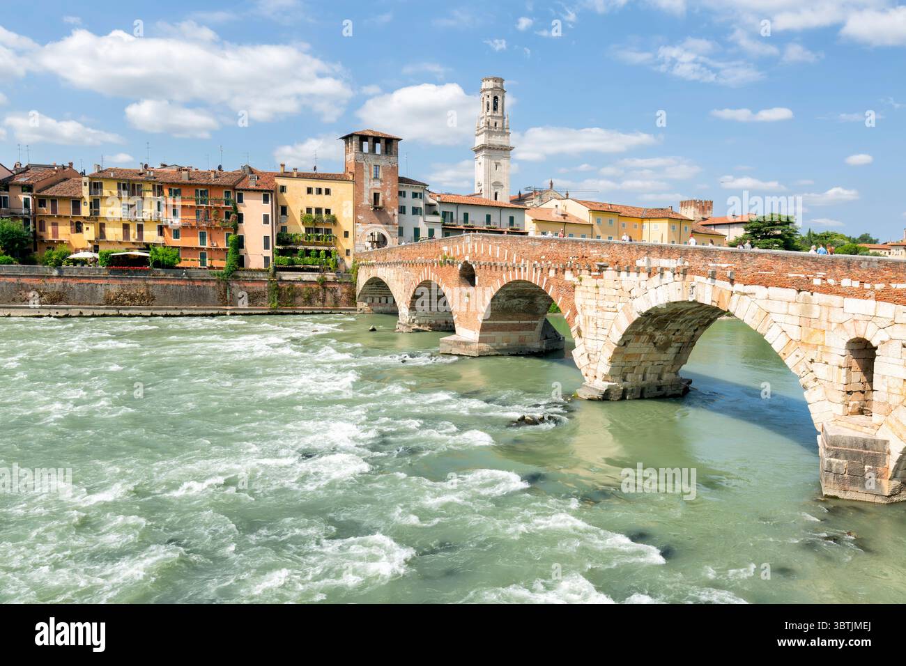 Ponte Pietra bridge is a Roman arch stone bridge crossing the Adige ...