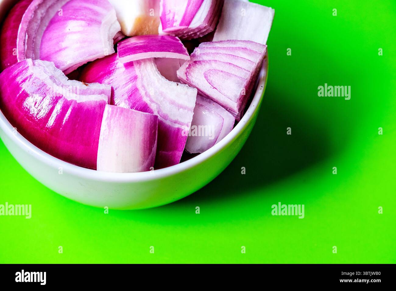 London UK, July 15 2025, A Bowl Of Chopped Fresh Raw Red Onion Cooking ...
