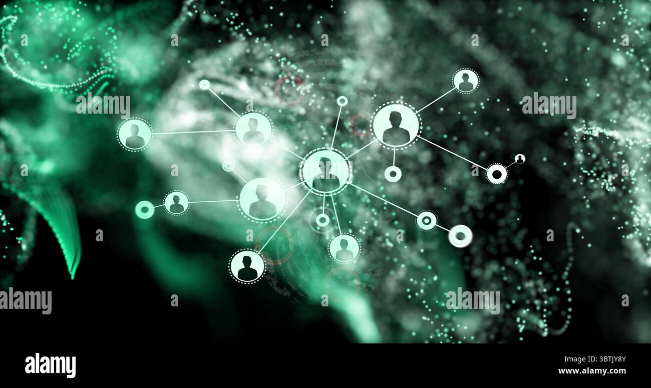 Digital network glowing particles connecting hi-res stock photography and images - Alamy