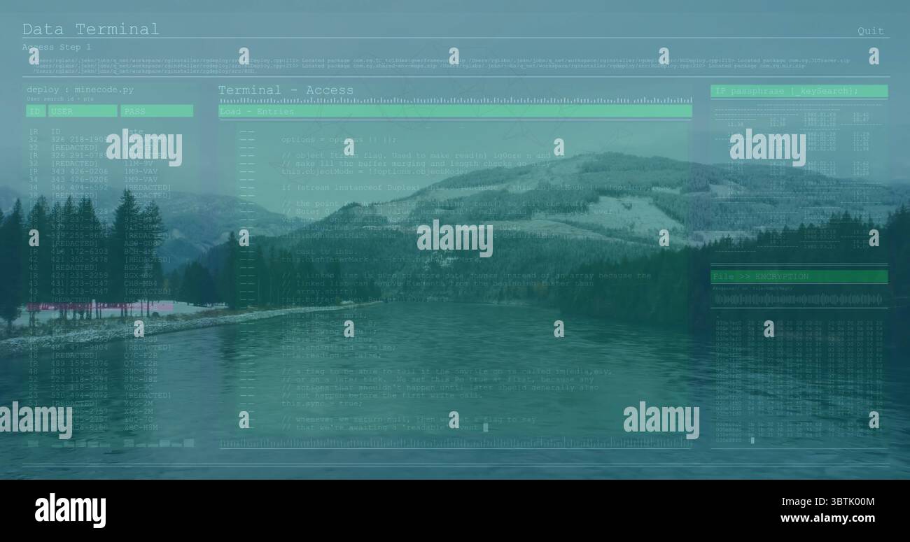 Displaying overlay of console windows with inlinecode Stock Photo - Alamy