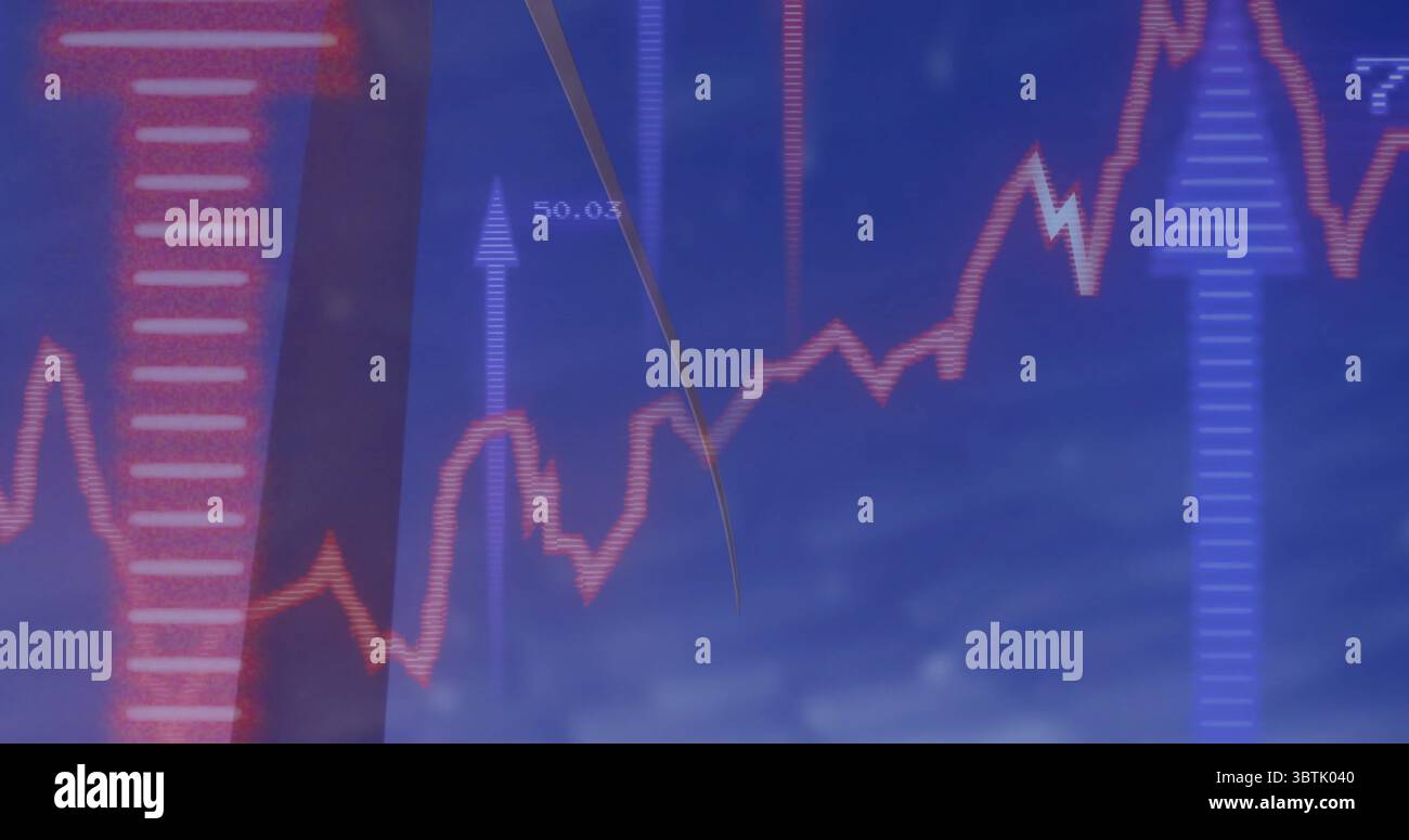 Displaying financial chart with jagged red line 50 Stock Photo - Alamy