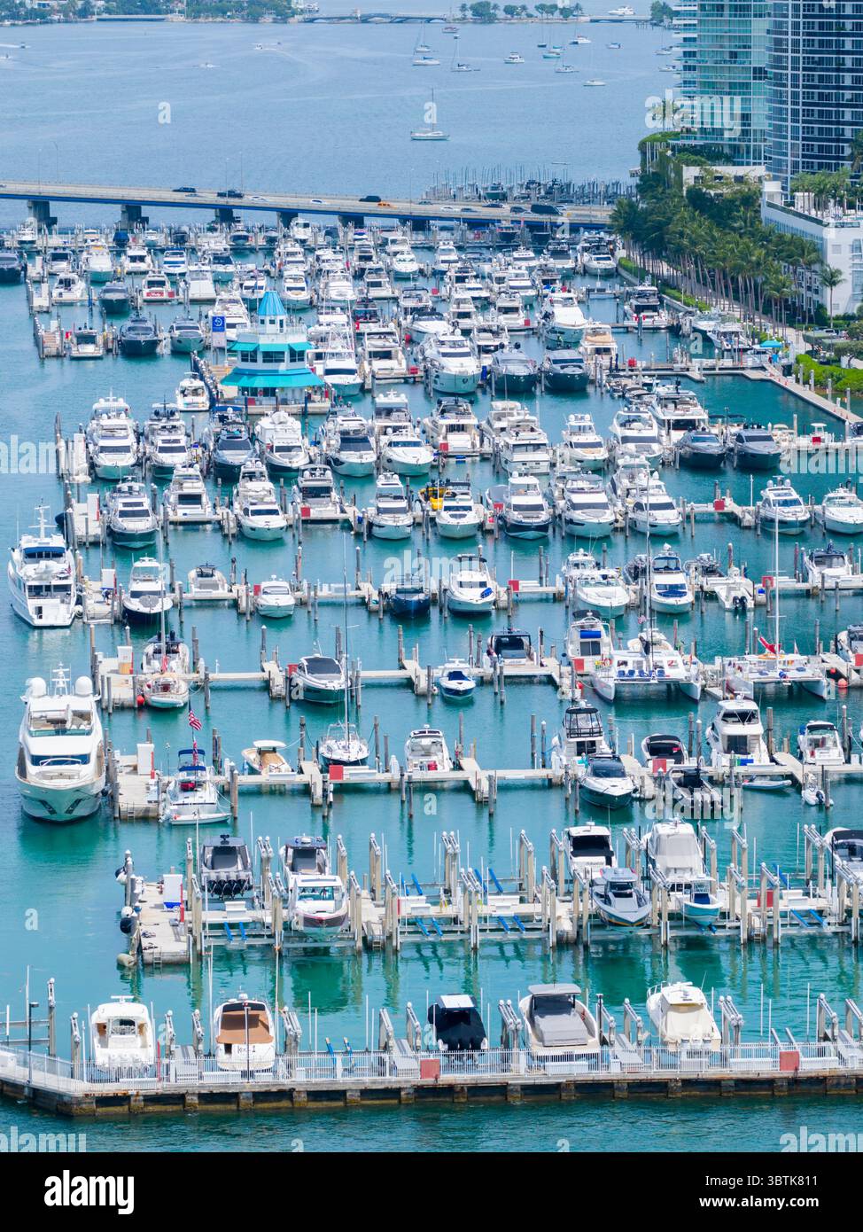 Miami Beach, FL, USA - July 12, 2025: Aerial photo Miami Beach Marina ...