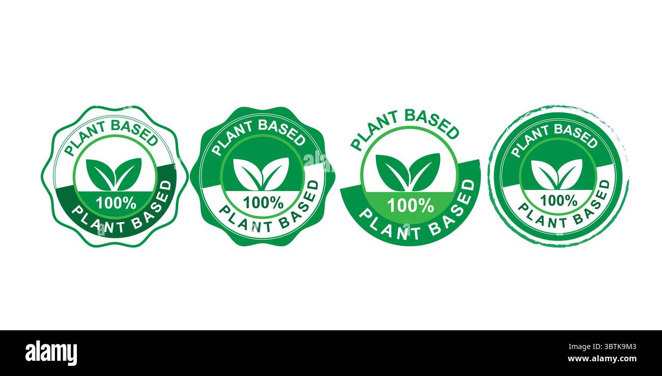 Vegan Friendly 100 Percent Plant Based Icons for Packaging Use Stock ...